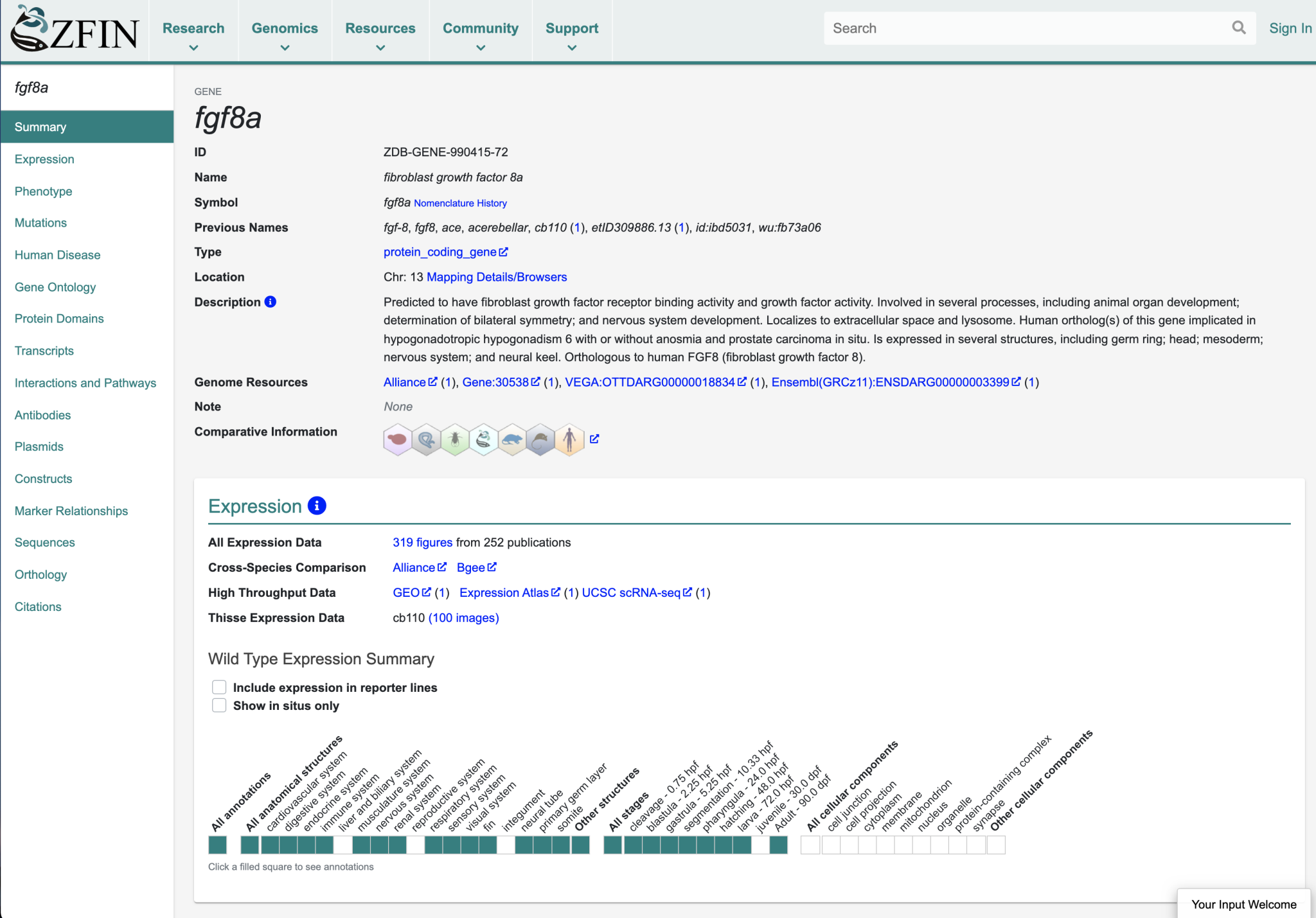 Featured Resource: the Zebrafish Information Network (ZFIN) - the Node