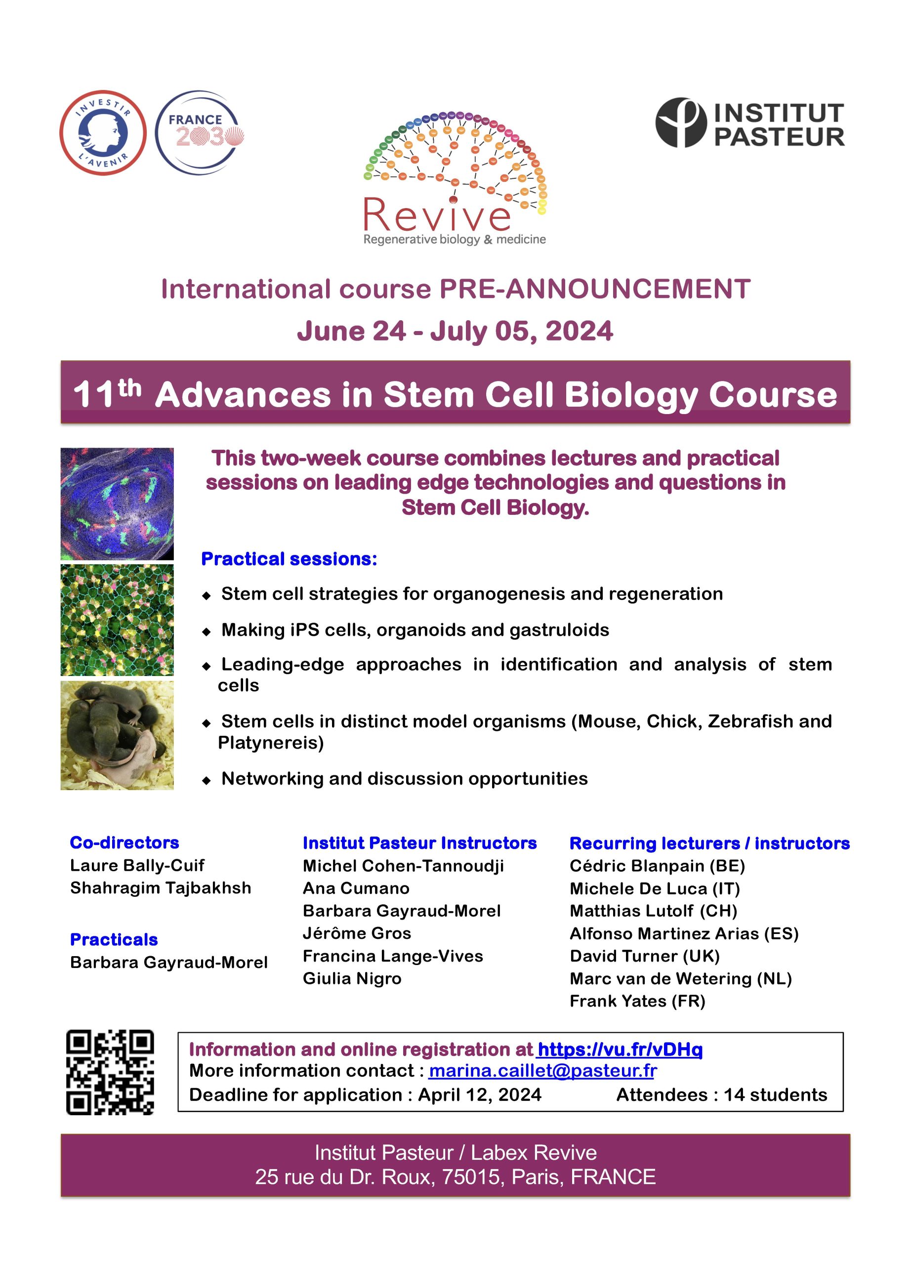 11th Advances in Stem Cell Biology Course - Institut Pasteur, Paris ...